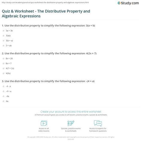 Distributive Property Worksheet Answers