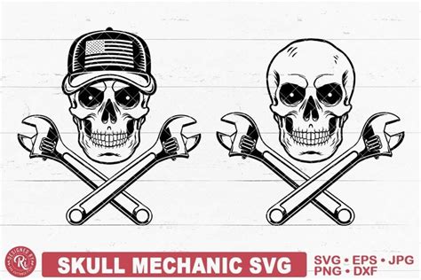 Skull Mechanic Svg Crossed Wrench Skull Clipart US Flag