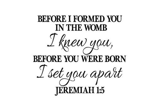 Jeremiah 1 5 Before I Formed You In The Womb I Knew You Before You