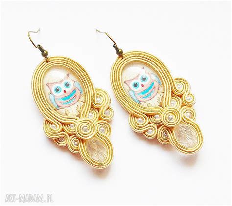 kolczyki pastelowe sowy sutasz soutache decomama Decomama ღ art Madam pl