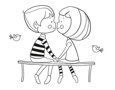 Dibujo de Jóvenes enamorados para colorear Valentines day drawing