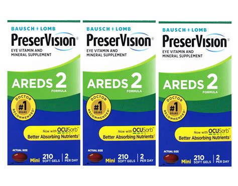 3 Pack PreserVision Eye Vitamin And Mineral Supplement AREDS 2