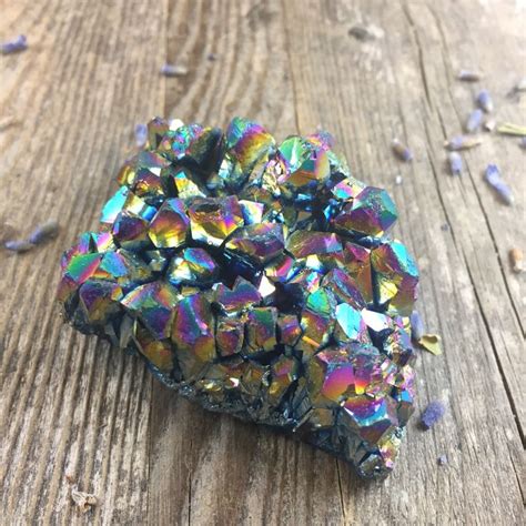 Rainbow Titanium Amethyst Aura Crystal Cluster Titanium Etsy