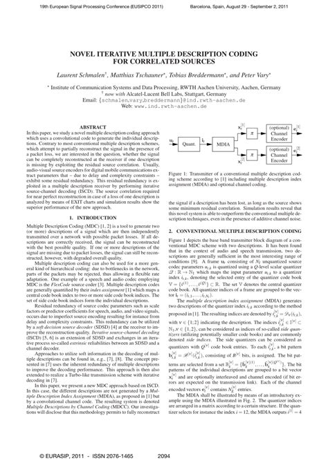 pdf novel iterative multiple description coding for correlated sources