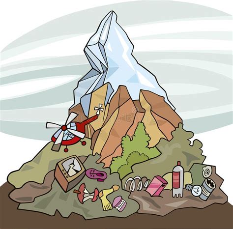 Environmental Pollution Illustration Of Mountain And Lot Of Rubbish