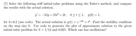 solved 7 solve the following stiff initial value problems