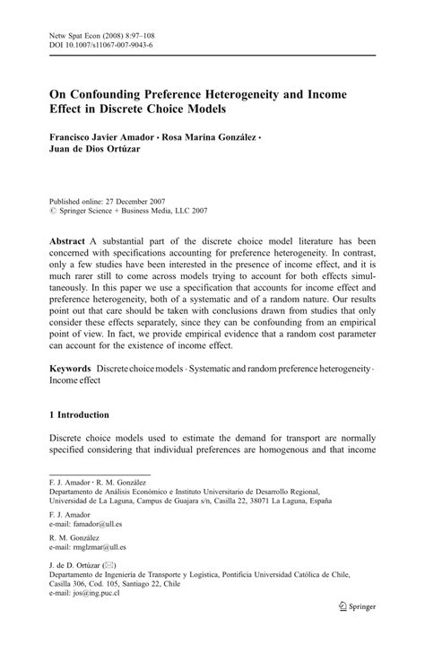 pdf on confounding preference heterogeneity and income effect in discrete choice models