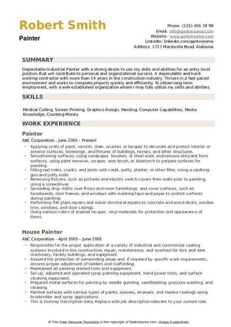 Painter Resume Examples