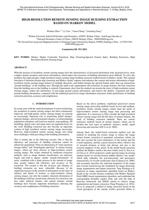 pdf high resolution remote sensing image building extraction based on markov model