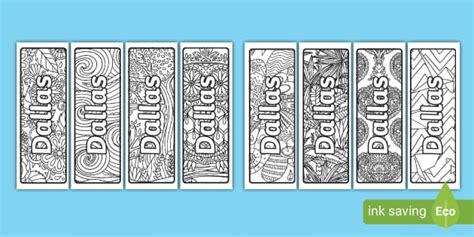 FREE Dallas Mindfulness Name Colouring Bookmarks Twinkl