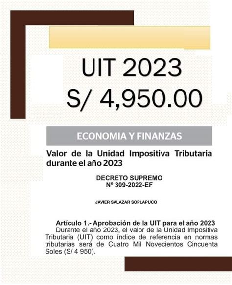 Valor De La UIT Sube De 4 600 A 4 950 Soles Para El 2023 Radio