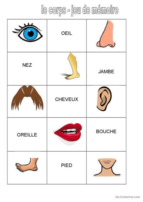 117 Corps humain Français FLE fiches pedagogiques pdf doc