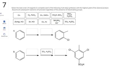 Solved Select The Best Order Of Reagents To Complete Each Of Chegg