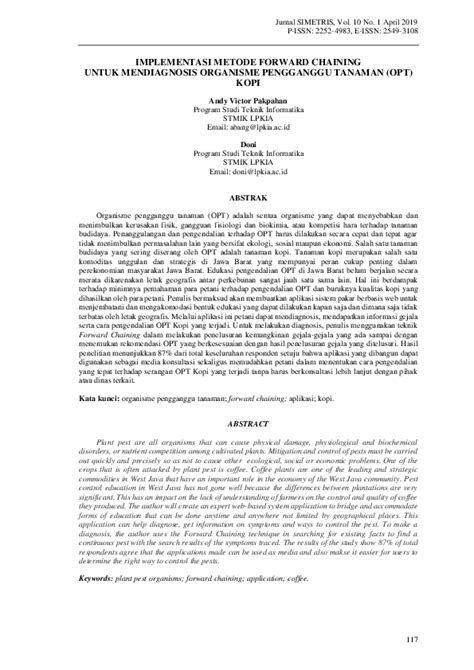 pdf implementasi metode forward chaining untuk mendiagnosis organisme pengganggu tanaman opt