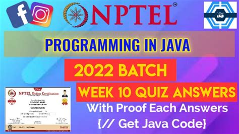 programming in java week 10 answers 2022 nptel swayam youtube