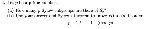 solved 4 let p be a prime number a how many p sylow