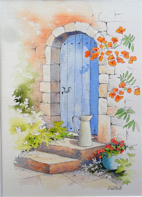 Le Broc Devant La Porte Paysage Peinture Facile Dessin De Paysage