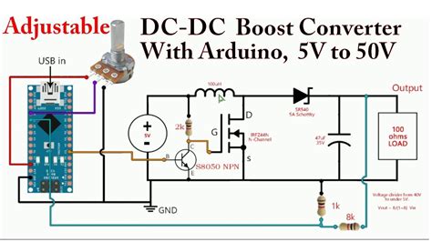 DC DC Boost Converter PSU With Arduino 5V To 50V YouTube