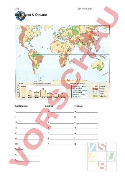Arbeitsblatt Kontinente Ozeane Geographie Anderes Thema