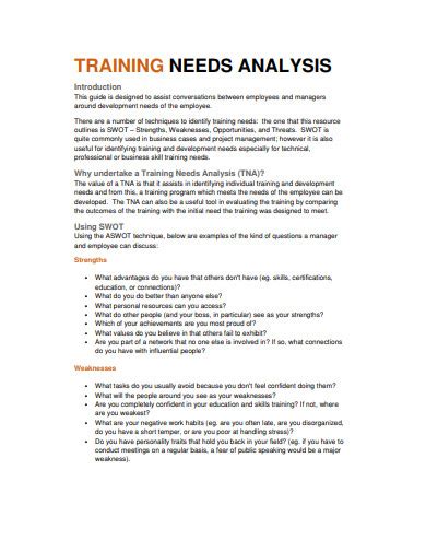 Training Needs Analysis Examples Format Pdf Examples