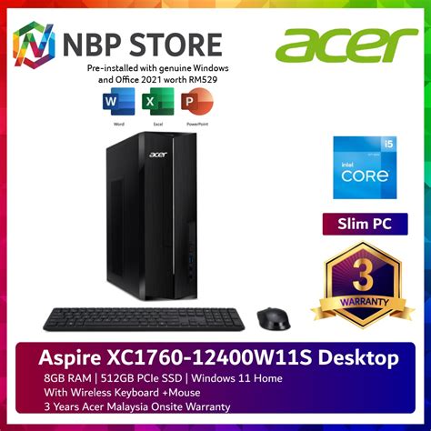 Acer Aspire XC1760 12400W11S Desktop PC Shopee Malaysia