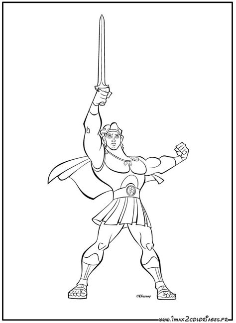 Coloriage Hercule De Walt Disney Hercule Brandit Son Glaive A Imprimer
