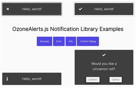 custom alert notification and confirmation dialog js library ozonealerts js css script