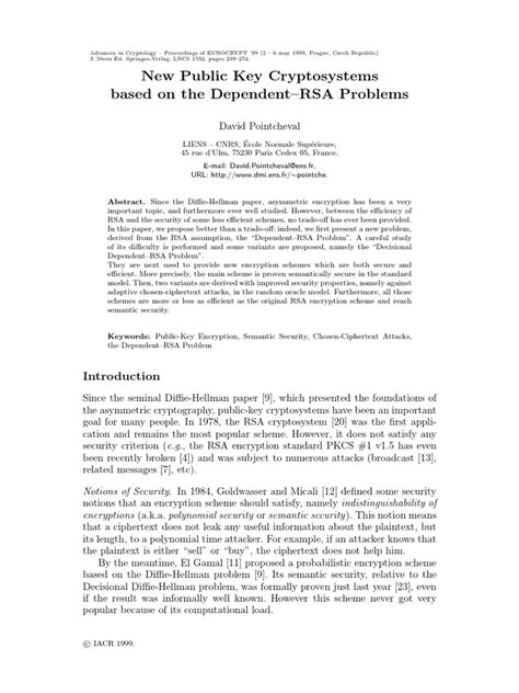 new public key cryptosystems based on the dependent rsa problems pdf cryptography secure