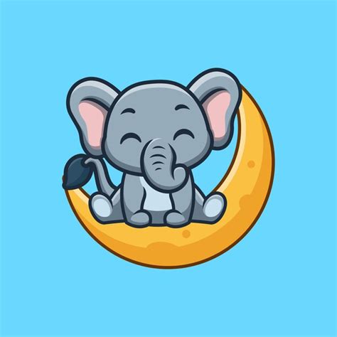 Lindo Elefante De Dibujos Animados Vector Premium