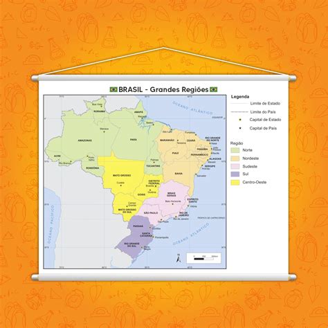 Banner Mapa Escolar Grandes Regiões Geografia Loja PlimShop