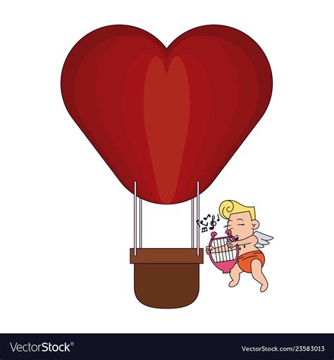 Hot Air Balloon Heart Shaped Royalty Free Vector Image