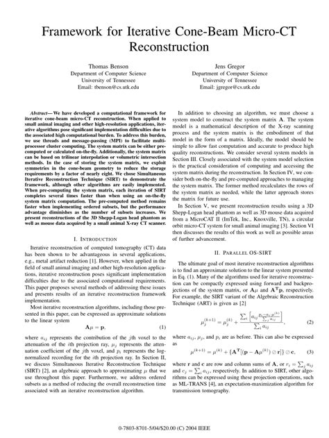 pdf framework for iterative cone beam micro ct reconstruction