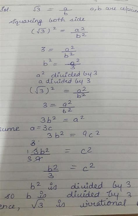 Prove That Root 3 Is Irrational EduRev Class 10 Question