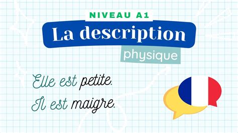 La description physique Leçon de français Niveau A1 Cours de