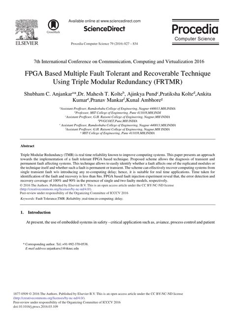 pdf fpga based multiple fault tolerant and recoverable technique using triple modular
