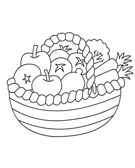 Cos cu Fructe si Legume de Toamna de colorat desene imagini și planșe