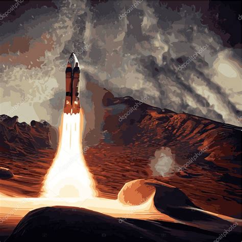El Sistema De Lanzamiento Espacial Despega Ilustraci N Vectorial