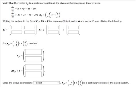 solved verify that the vector x is a particular solution of