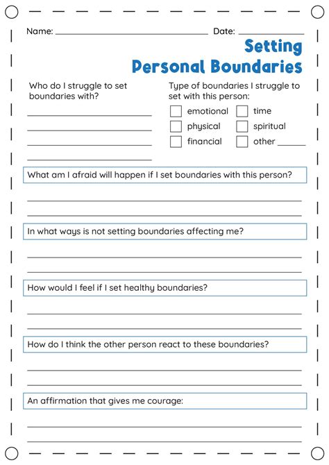 Boundaries In Recovery Worksheets