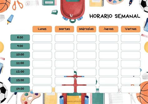 Horario Semanal Colores Daniella Apuntes UDocz