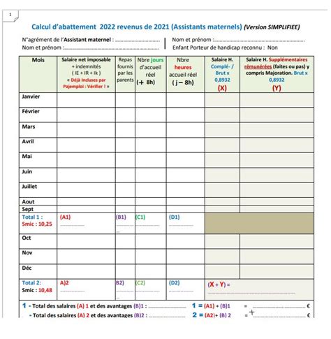 Fiche De Calcul Assistante Maternelle Image To U