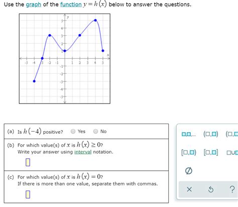 solved use the graph of the function y h x below to answer