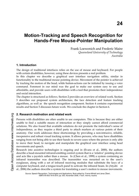 pdf motion tracking and speech recognition for hands free mouse pointer manipulation