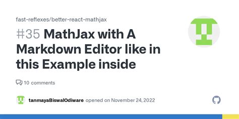 MathJax With A Markdown Editor Like In This Example Inside Issue 35