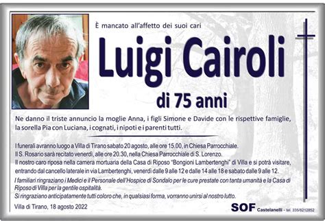 Cairoli Luigi Necrologio INTORNO TIRANO
