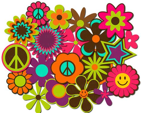 Hippy Layered Flower Bundle SVG PNG Retro 60s 70s Etsy