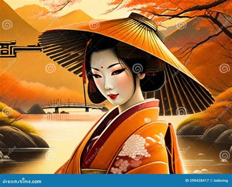 Gorgeous Japanese Woman Elegance Grace And Timeless Beauty Stock Illustration Illustration