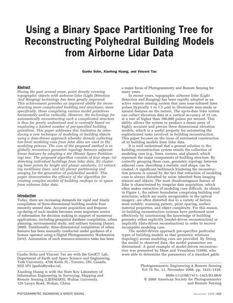solution using a binary space partitioning tree for reconstructing polyhedral building models