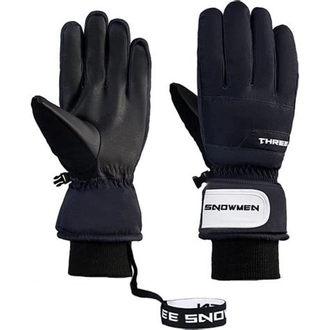 Gants de sport d hiver coupe vent et imperméables pour adulte Noir