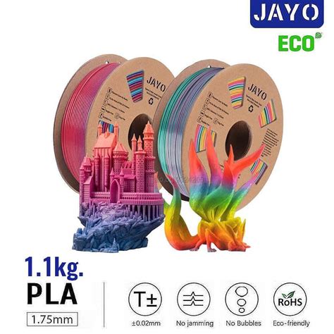 PLA Rainbow Filament JAYO 1 75mm 1 1kg ROHS за FDM 3D Принтери